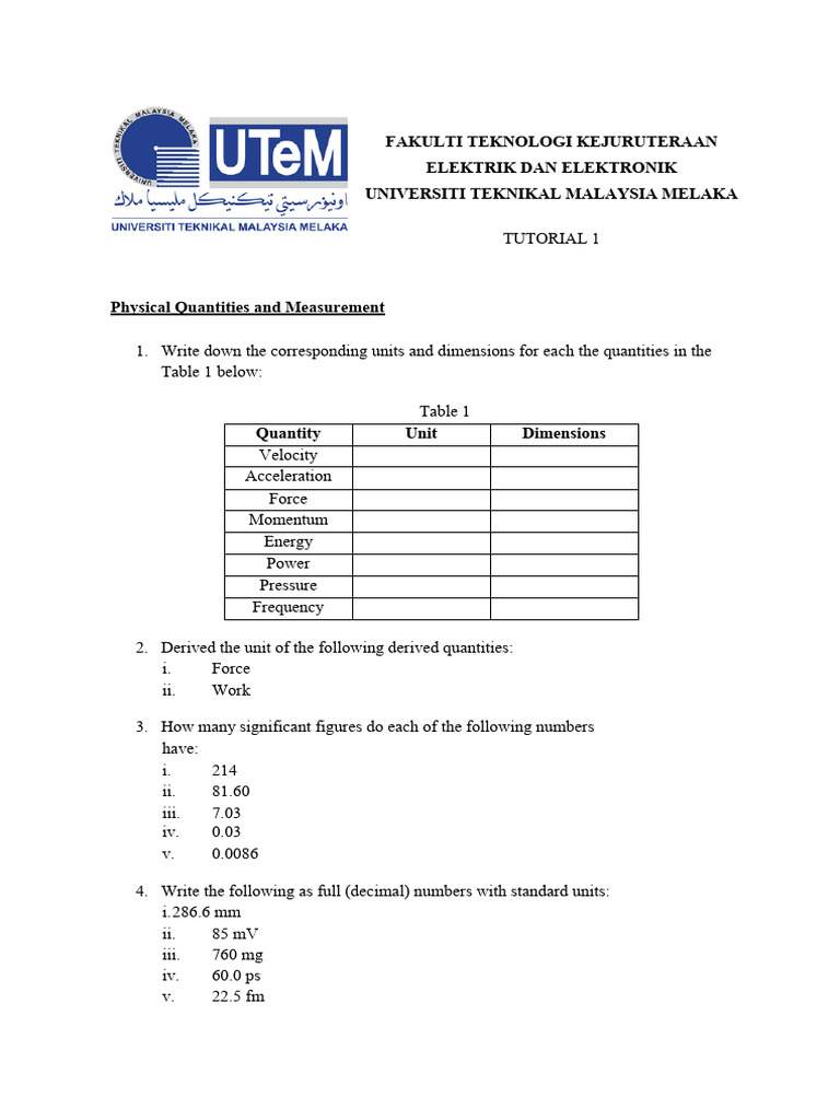 Tutorial 1 New | PDF | Acceleration | Velocity