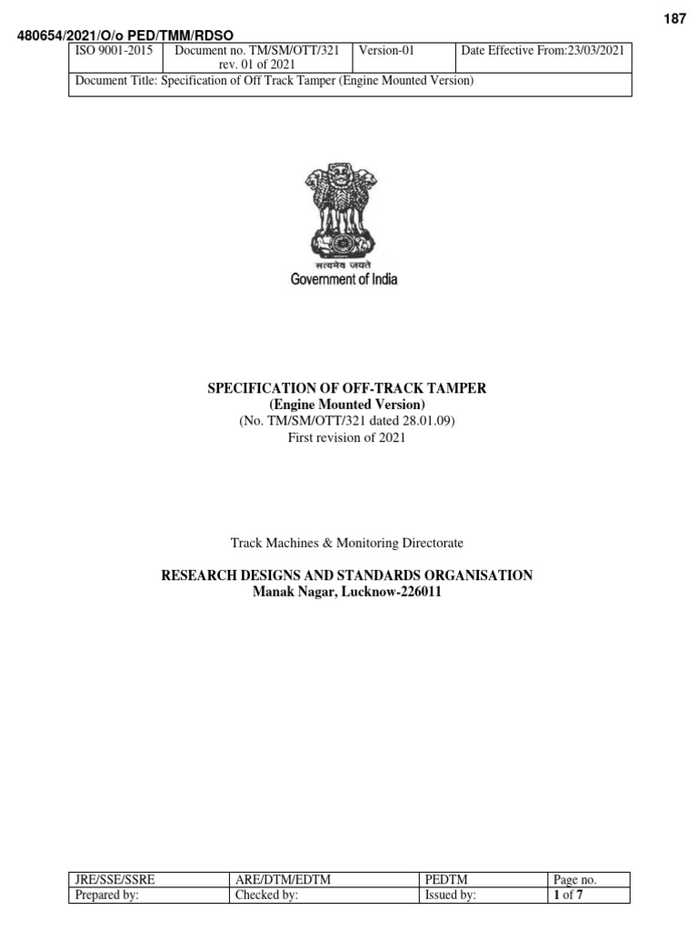 Off-Track Tamper Specifications | PDF | Specification (Technical Standard)