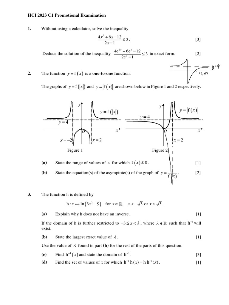 HCI 2023 H2 Maths Promo | PDF | Function (Mathematics) | Cartesian ...