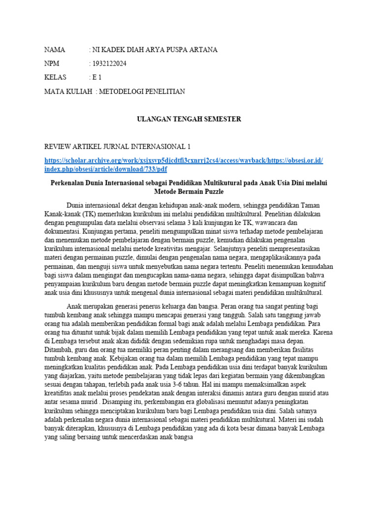 024 Diah Arya (Uts Metodelogi Penelitian) | PDF