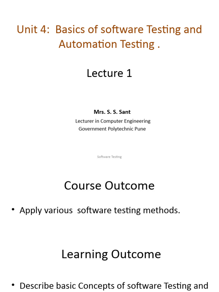 Basic Concepts of Software Testing and Objective of Testing | PDF ...