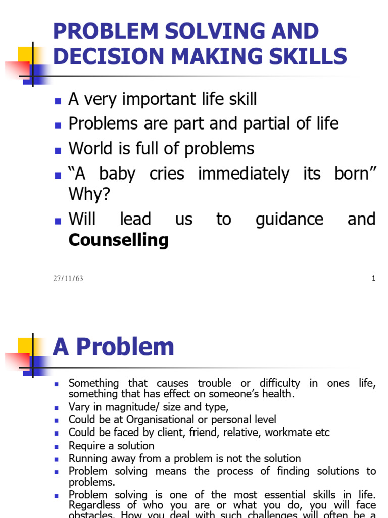 A, Problem Solving Skills | PDF | Decision Making | Psychology