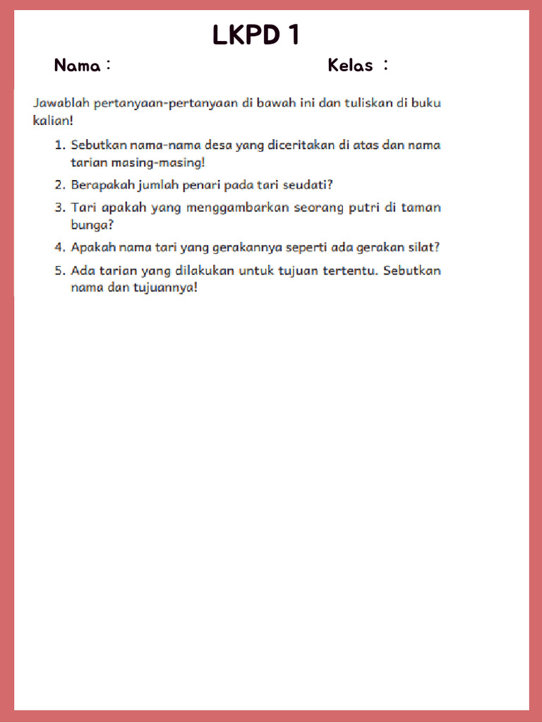 Lembar Kerja TK Tema Lingkunganku-Sekolah Merah Sederhana | PDF ...