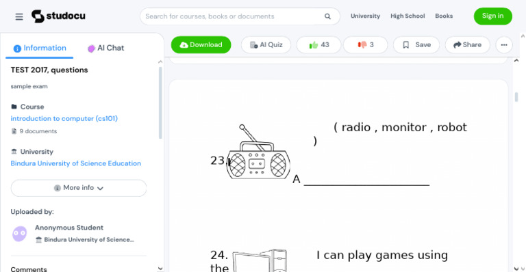 TEST 2017, Questions - THOMAS COULTER PRIMARY SCHOOL GRADE 1 ICT END OF ...