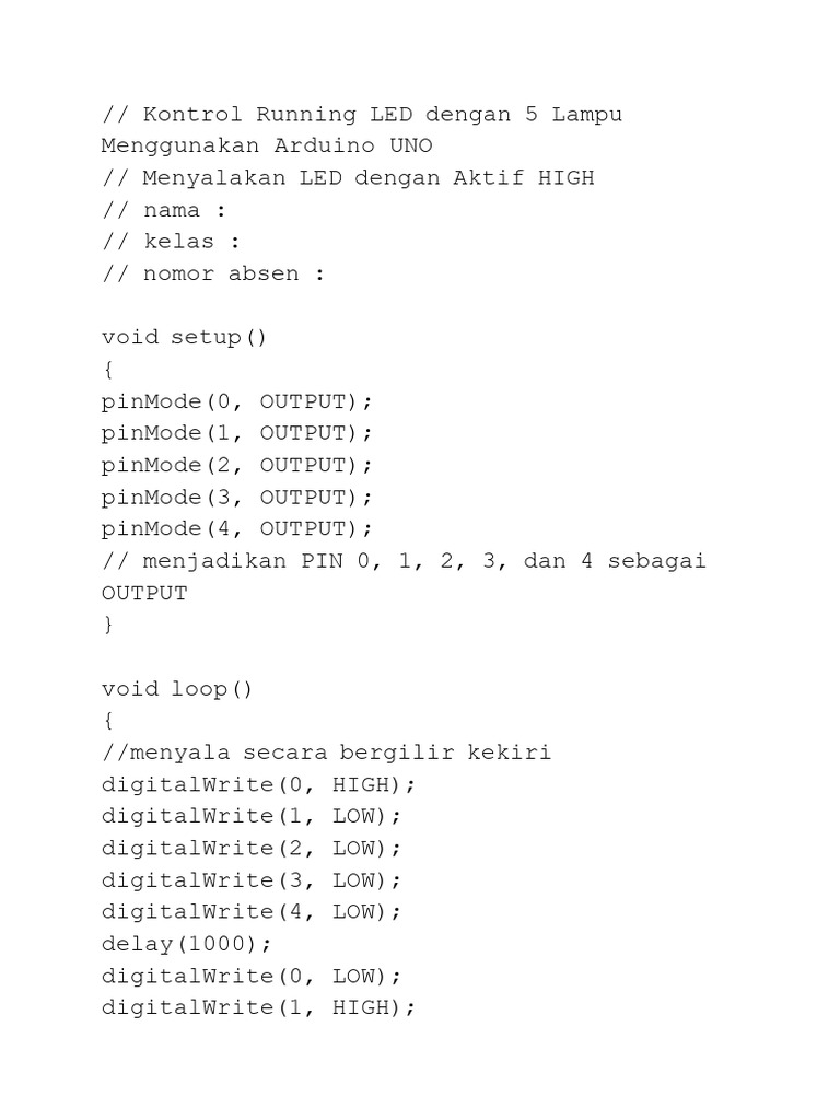 Sketch Program Runing - Led - 10ms 5 Lampu | PDF | Computer Engineering ...