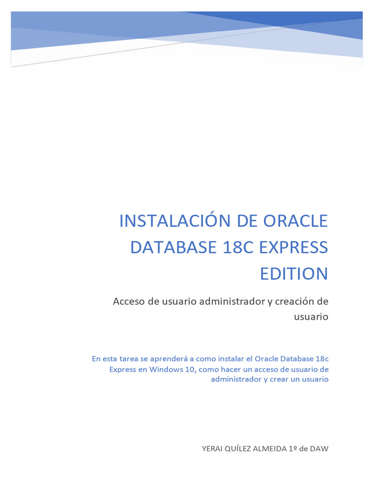 Instalación de Oracle 18c Express Edition | PDF | Usuario (informática ...