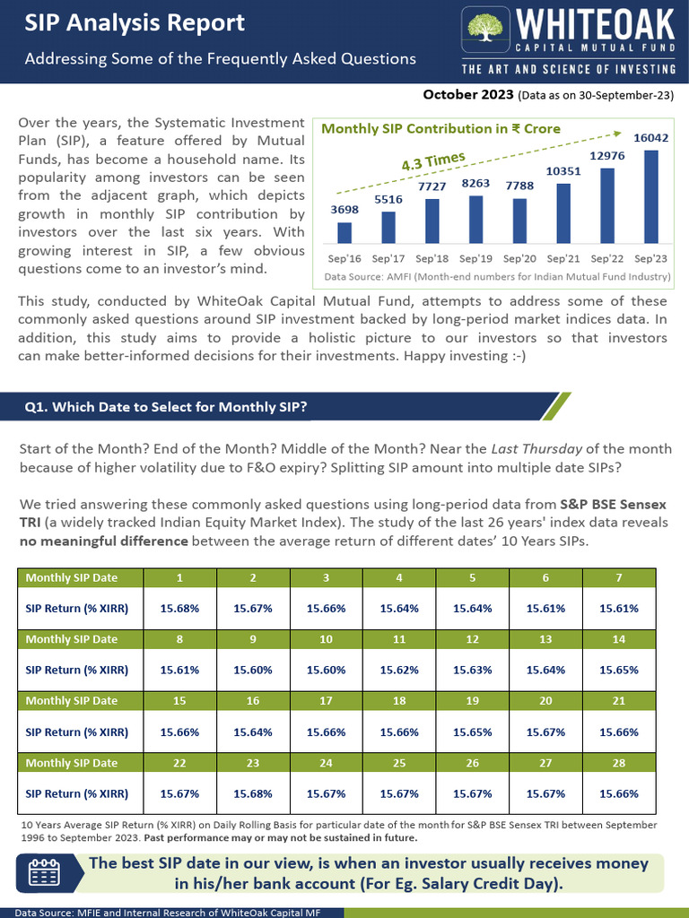 SIP Study by WhiteOak Capital MF - October 2023 | PDF | Investing ...