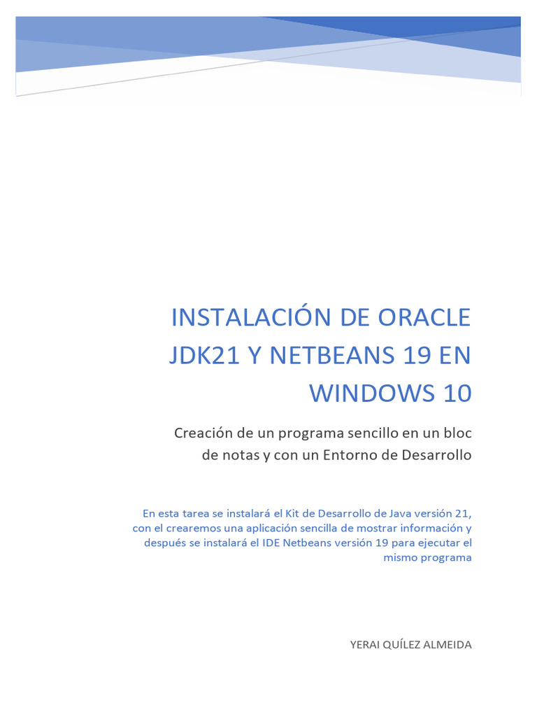 Instalación de JDK21 y Netbeans 19 en Windows 10 | PDF | Java (lenguaje ... Instalación de JDK21 y Netbeans 19 en Windows 10 | PDF | Java (lenguaje ...