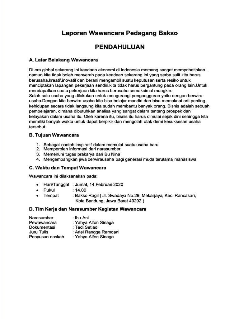 Laporan Hasil Wawancara Pedagang | PDF