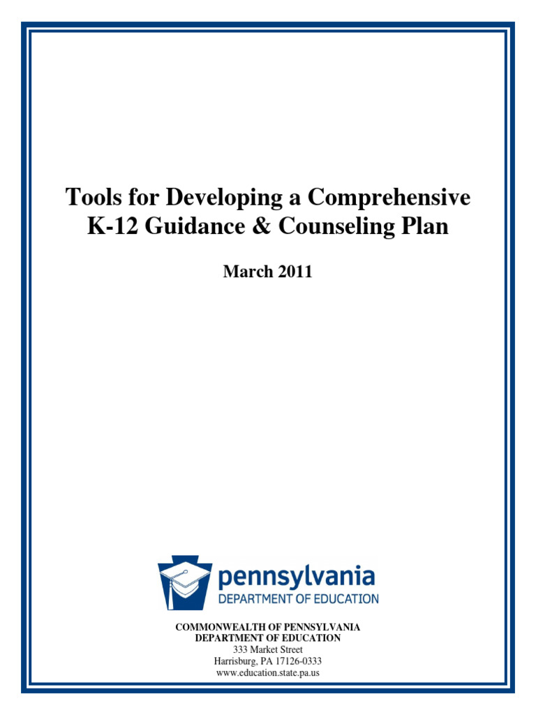 Tools For Developing A Comprehensive K-12 Guidance and Counseling Plan ...