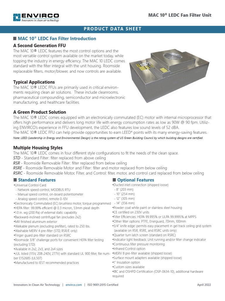 MAC 10 LEDC Data Sheet - 0422 | PDF | Manufactured Goods