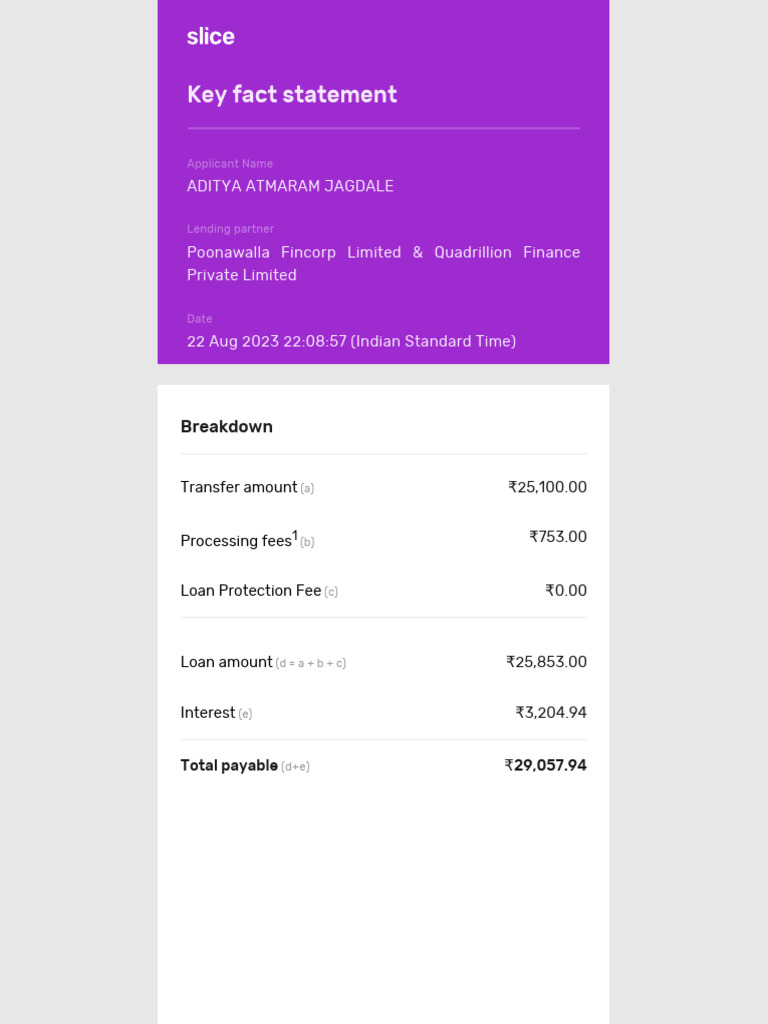 Key Fact Statement: Breakdown | PDF | Annual Percentage Rate | Loans