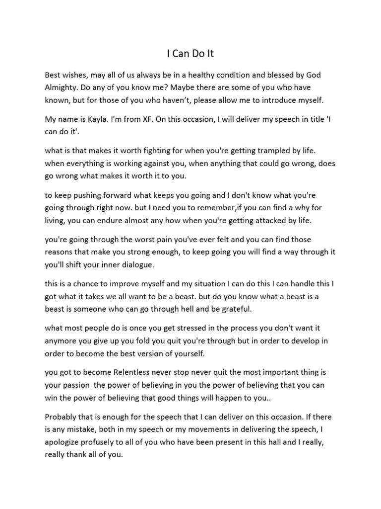 SPEECHTEXT | PDF | Self-Improvement | Wellness