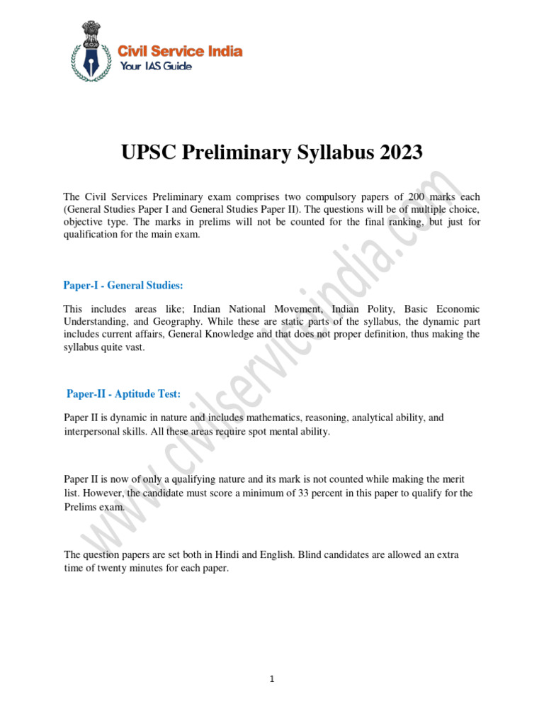 Upsc Prelims Syllabus | PDF | Science