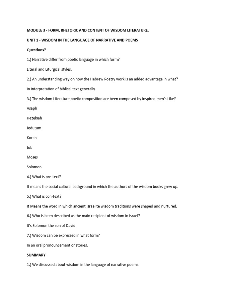 MODULE 3 - FORM-WPS Office | PDF | Wisdom Literature | Poetry