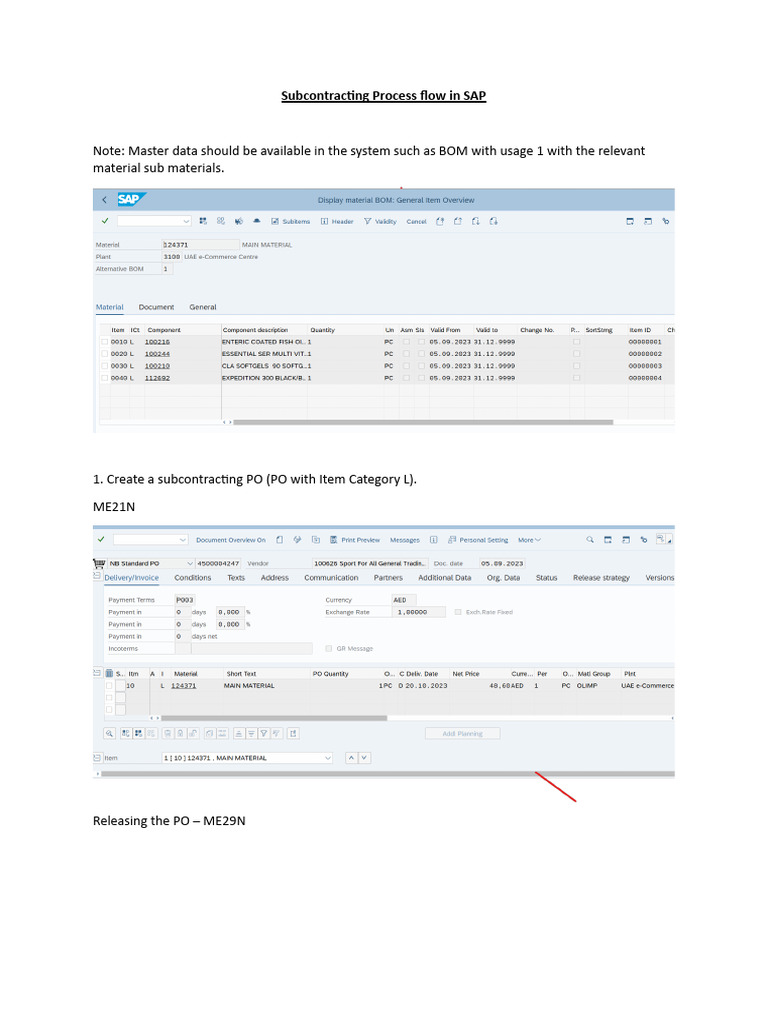 Subcontracting Process Flow in SAP | PDF