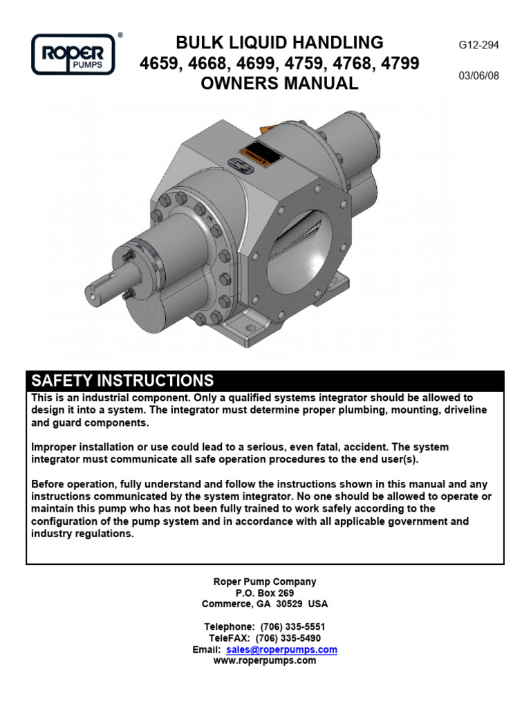 Instructions & Operating Manual | Download Free PDF | Pump | Bearing (Mechanical)