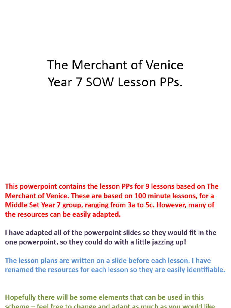 The Merchant of Venice Pps | PDF | The Merchant Of Venice | Shylock