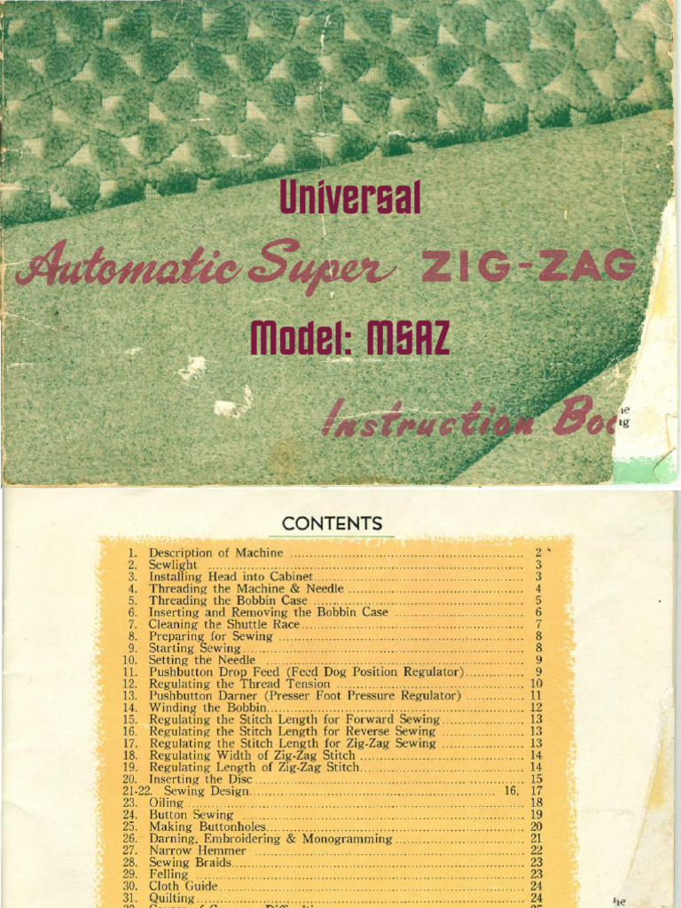 Universal Zig-Zag Sewing Machine Manual | PDF | Sewing Machine | Textiles