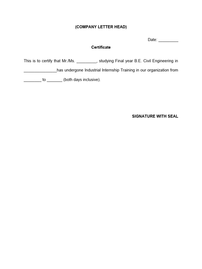 Civil Engineering Internship Certificate | PDF | Business