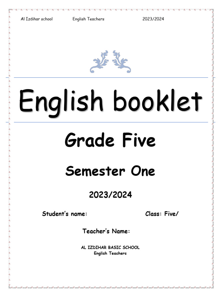English Booklet Grade Five | PDF