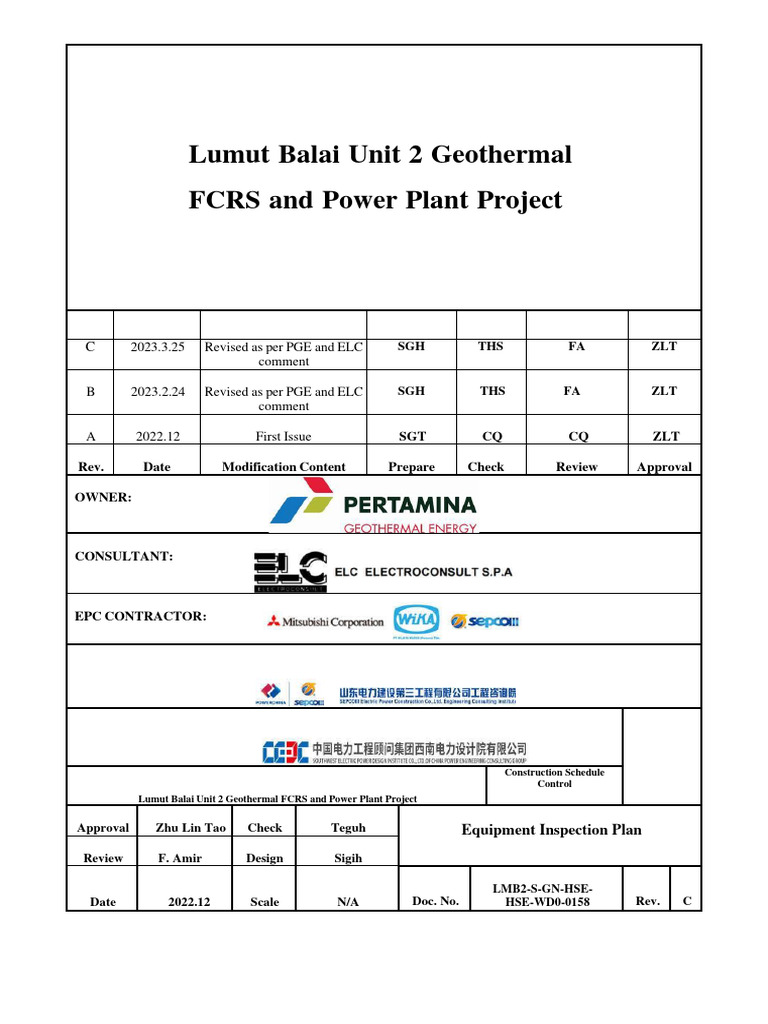 Lumut Balai 2 Geothermal Equipment Inspection Plan | PDF | Vehicles