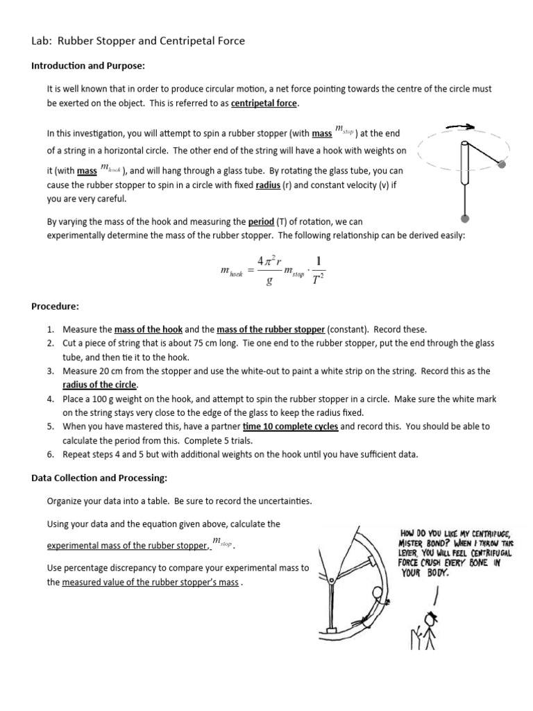 Lab 08 - Rubber Stopper and Centripetal Force 5 1 | PDF