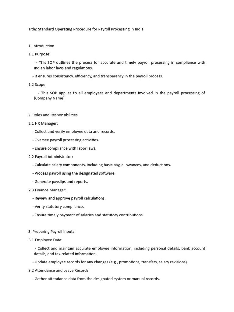 Payroll SOP | PDF | Payroll | Salary