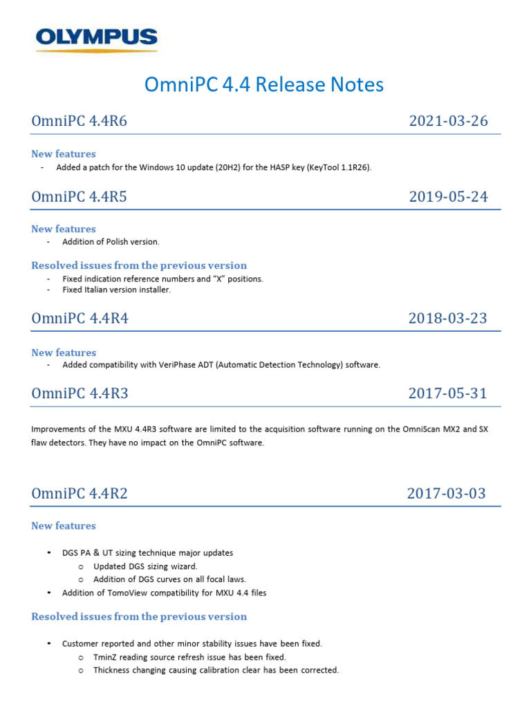 ReleaseNote OmniPC 4 4R6 | PDF