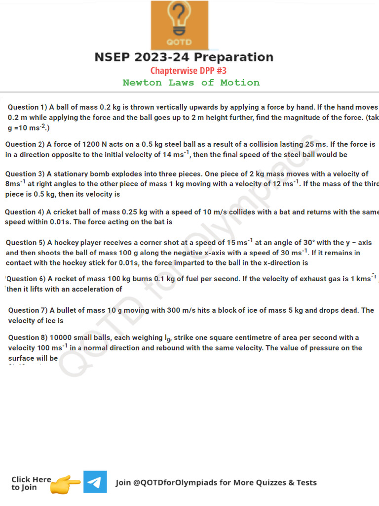 NLM DPP #3 With Solutions NSEP23-24 @QOTDforOlympiads | PDF