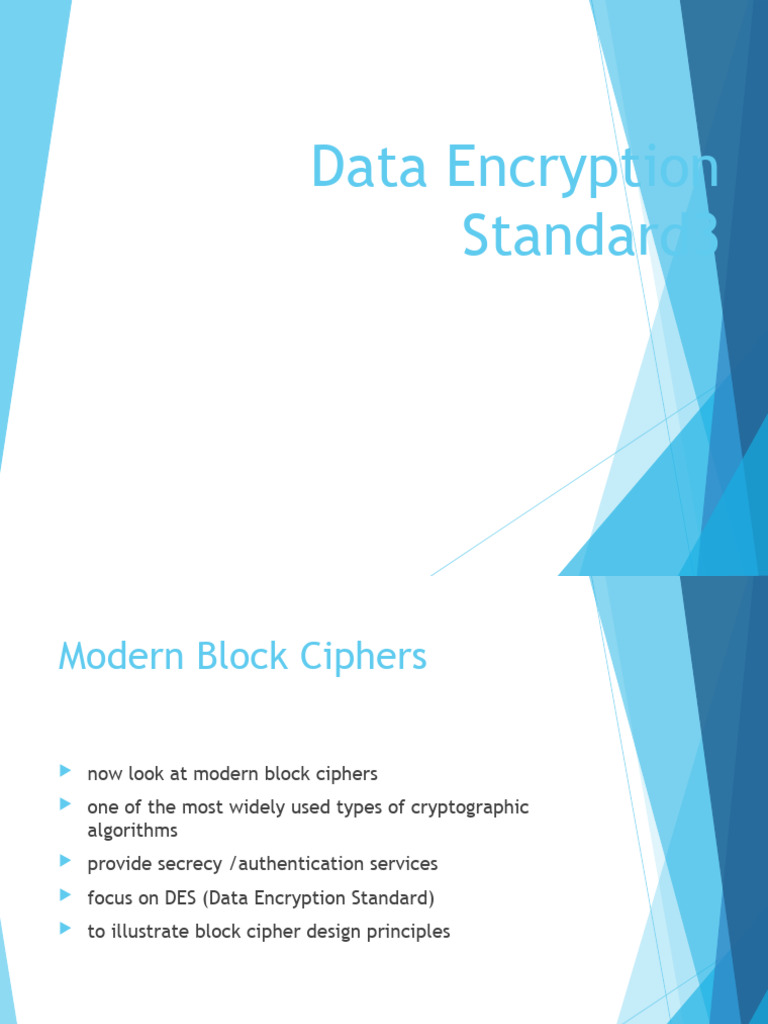 Lecture 3 Data Encryption Standard (DES) and Advanced Encrption Standard | PDF | Encryption ...