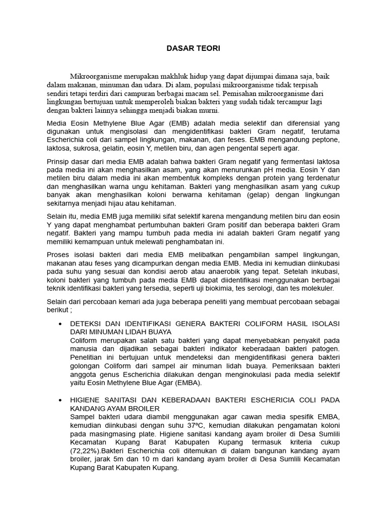 Isolasi Bakteri dengan Media EMB | PDF | Sains & Matematika | Kesehatan Holistik