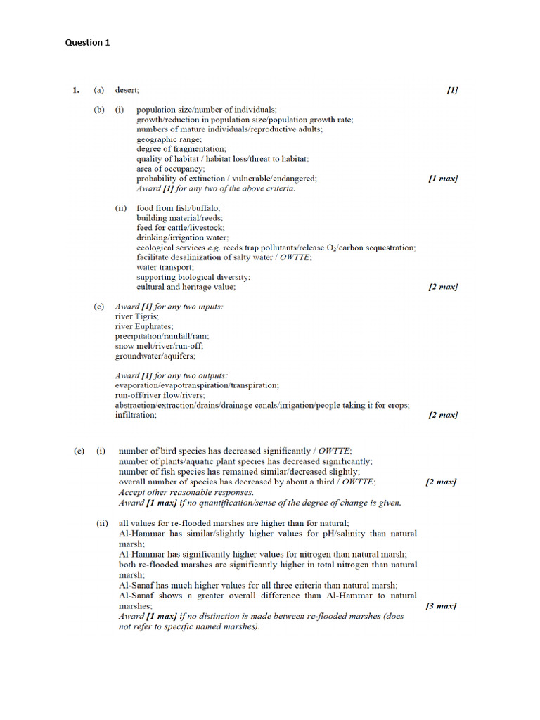 ESS Test 04 - DP2 Nov 2022 Marking Scheme Version B | PDF ...