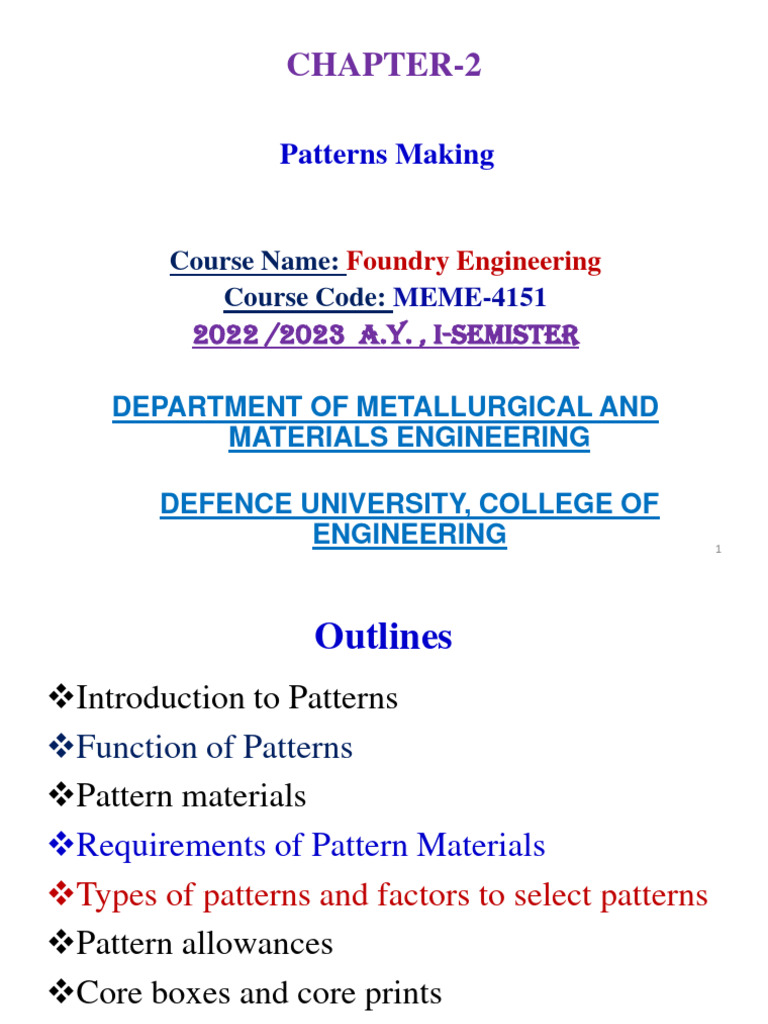 Chapter - 2 Patern Making | PDF | Casting | Materials