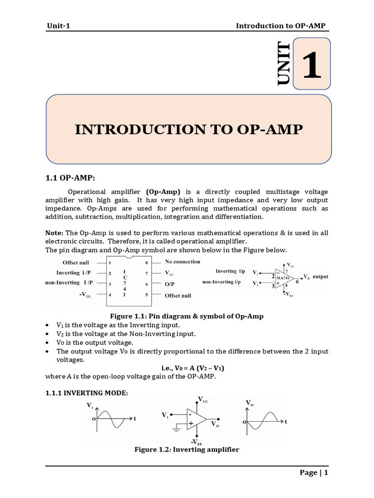 Unit-1 Introduction To Op-Amp (Figure - No - Updated) | PDF ...