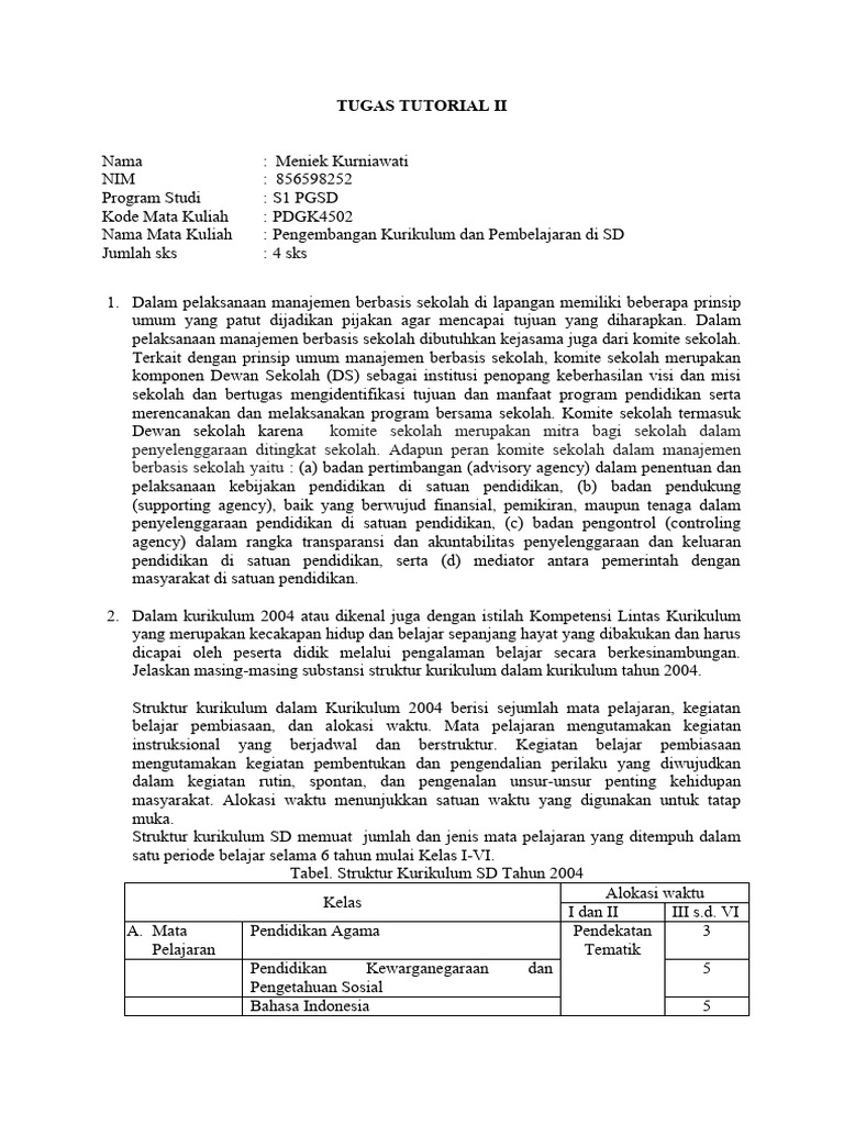 TT 2 Pengembangan Kurikulum | PDF | Karier & Perkembangan
