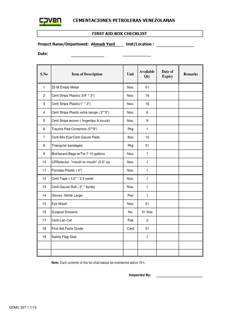 First Aid Inspection - First Aid Made | PDF