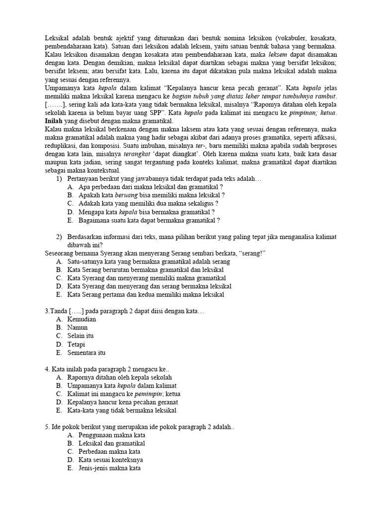 Soal Ppu 1 Lokasi | PDF