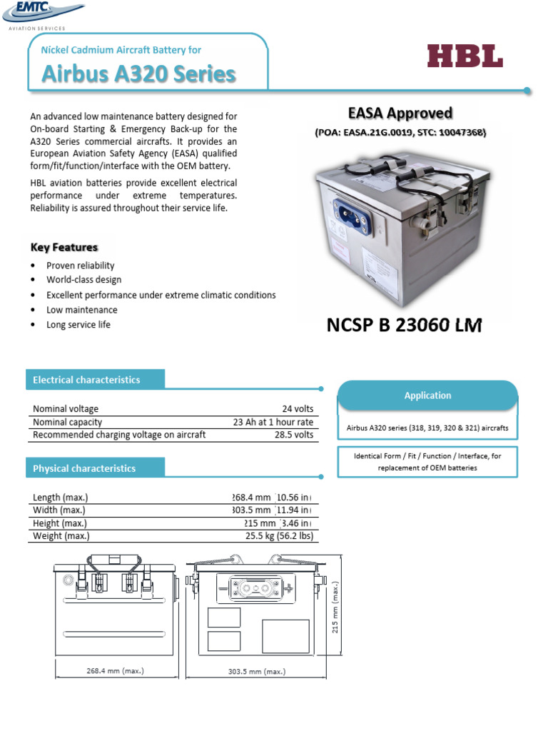 Batteries HBL Airbus A320 Battery Leaflet 4 Mar 2014 2 | PDF | Galvanic ...