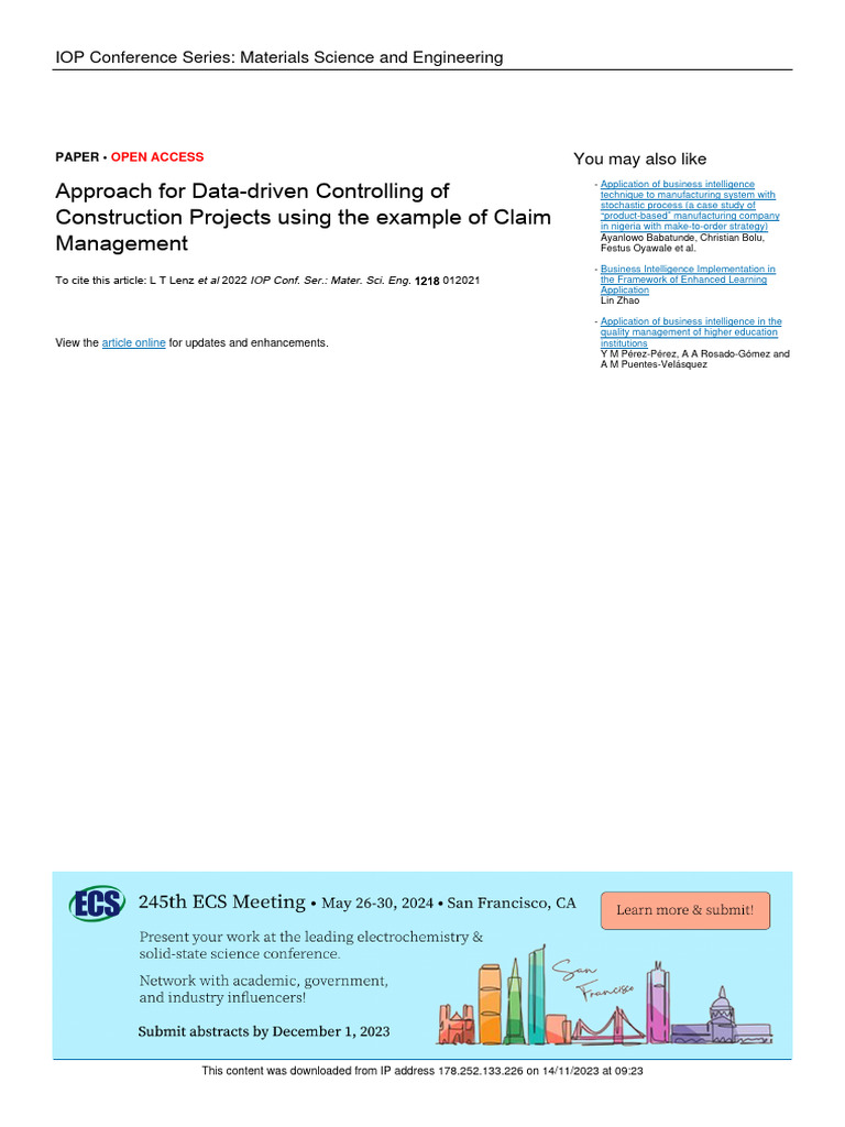 Approach For Data-Driven Controlling of Construction Projects Using The ...