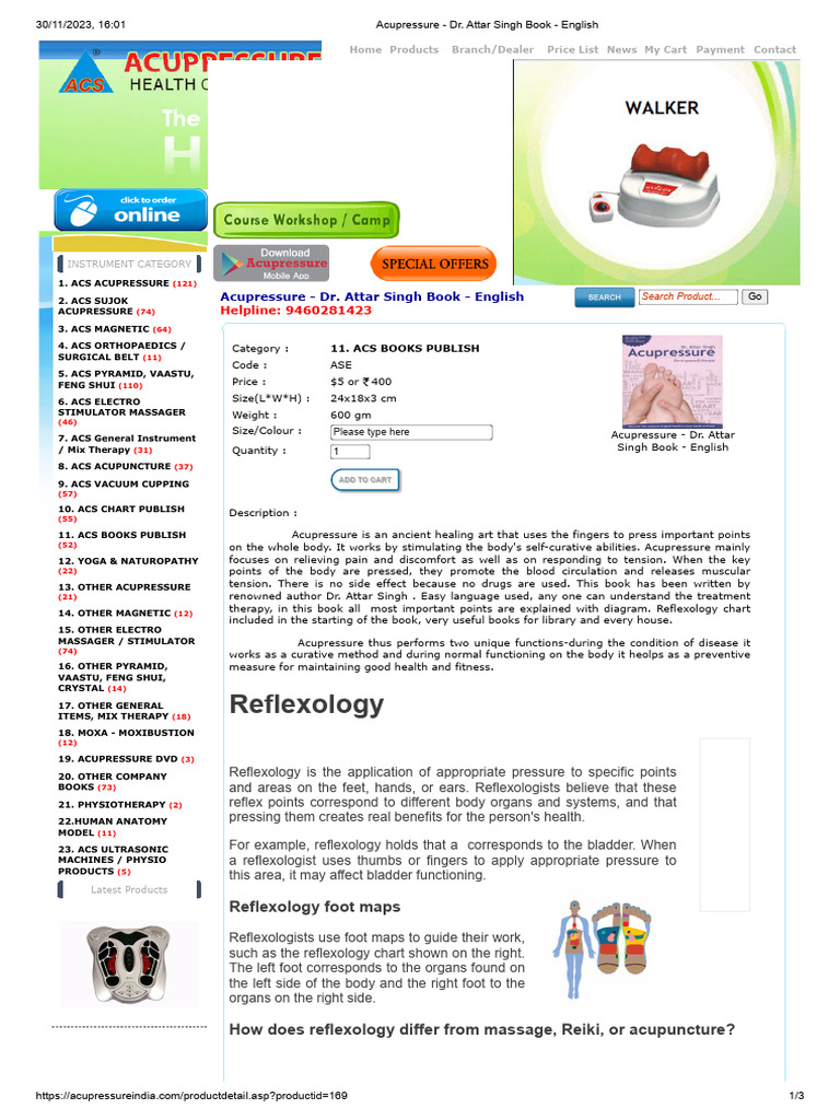 Acupressure - Dr. Attar Singh Book - English | PDF | Reflexology ...
