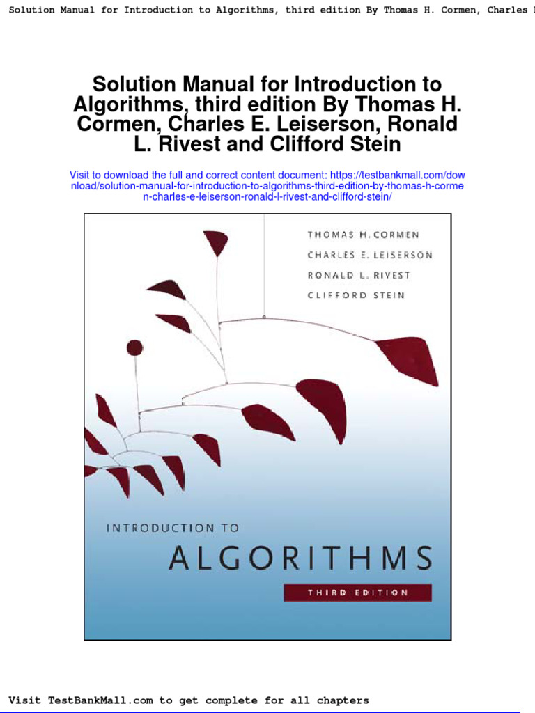 Solution Manual For Introduction To Algorithms Third Edition By Thomas H Cormen Charles E