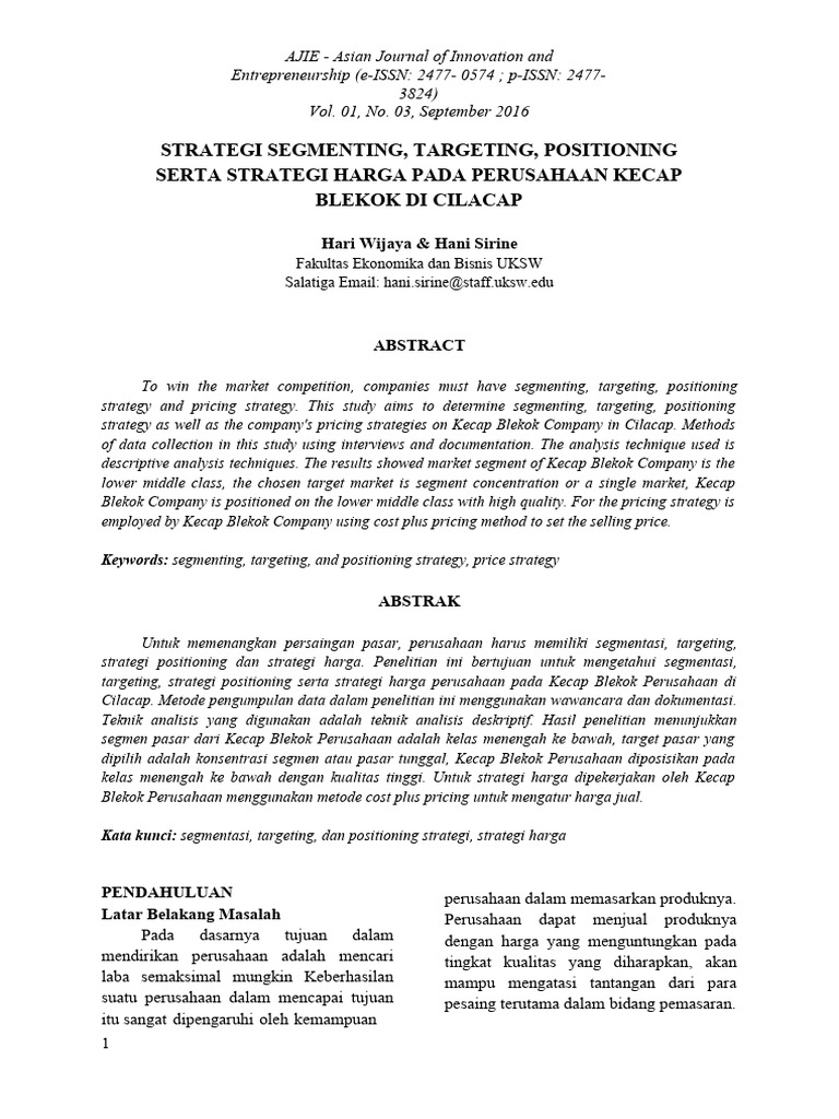 Strategi Pemasaran Kecap Blekok | PDF | Bisnis