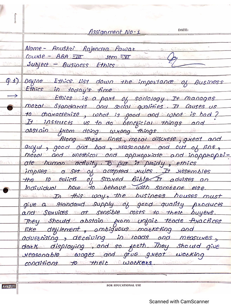 Business Ethics Assignment-1 | PDF