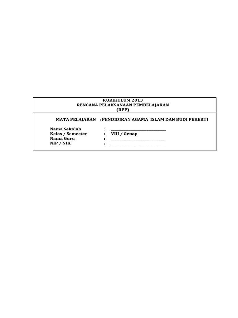 RPP 8 Semester 2 Meneladani Kemuliaan Dan Kejujuran para Rasul Allah SWT | PDF