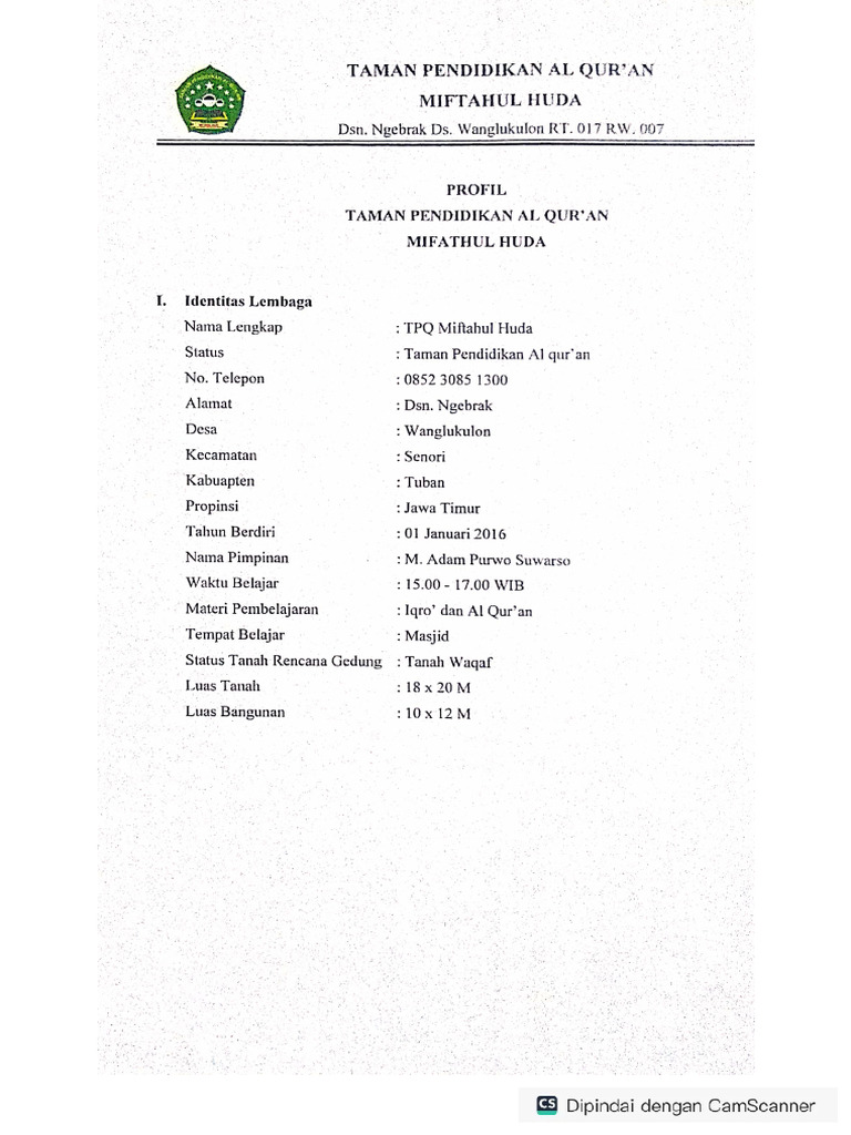Profil TPQ Miftahul Huda | PDF