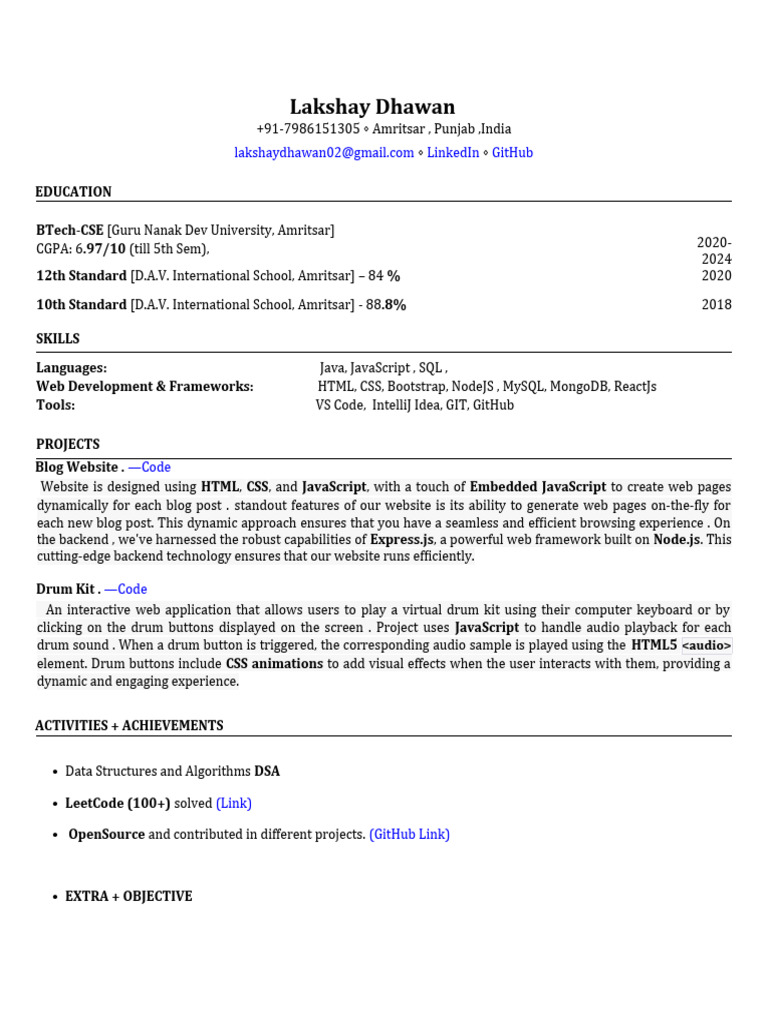 Lakshay Resume | PDF | Art | Computers