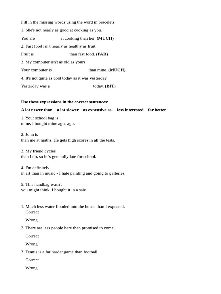 Comparatives and Superlatives b2 Activities | PDF
