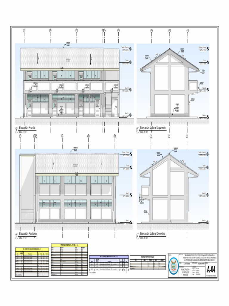 Arquitectura - Colegio Rosaspampa A-04 Plano de Elevaciones A1 Color | Descargar gratis PDF ...