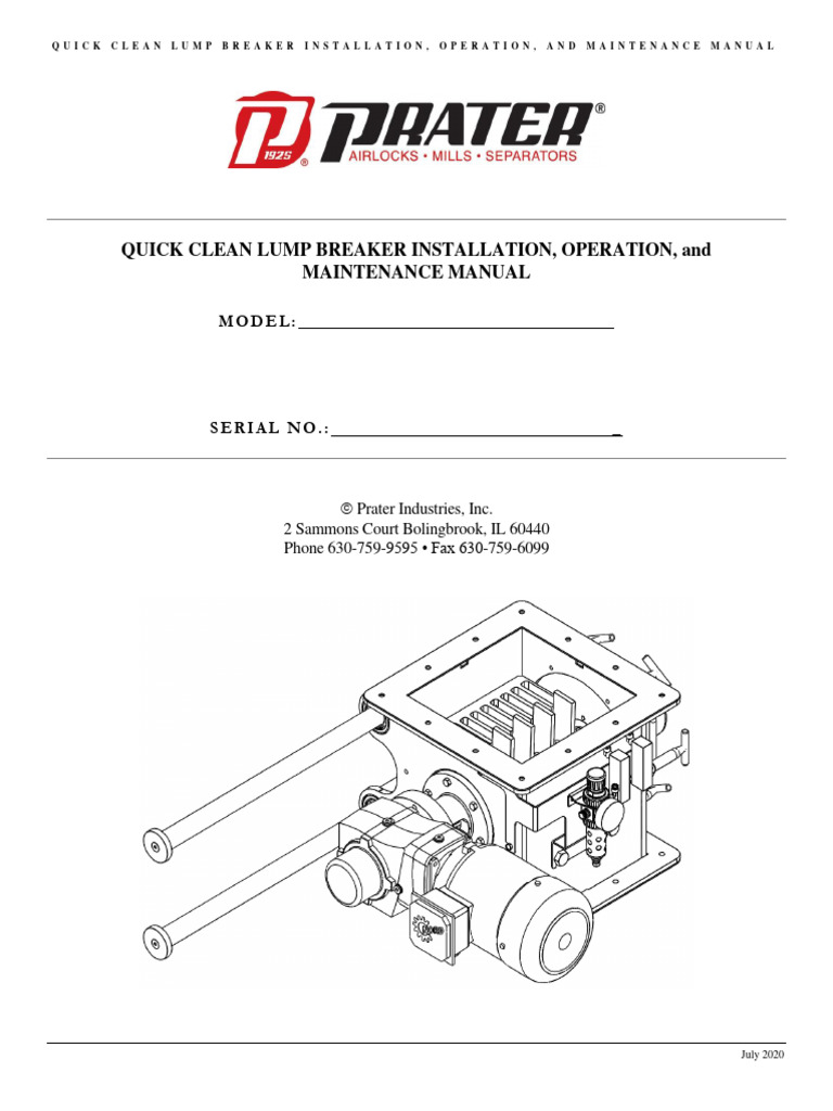 Quick Clean Lump Breaker Manual | PDF | Electric Motor | Bearing ...
